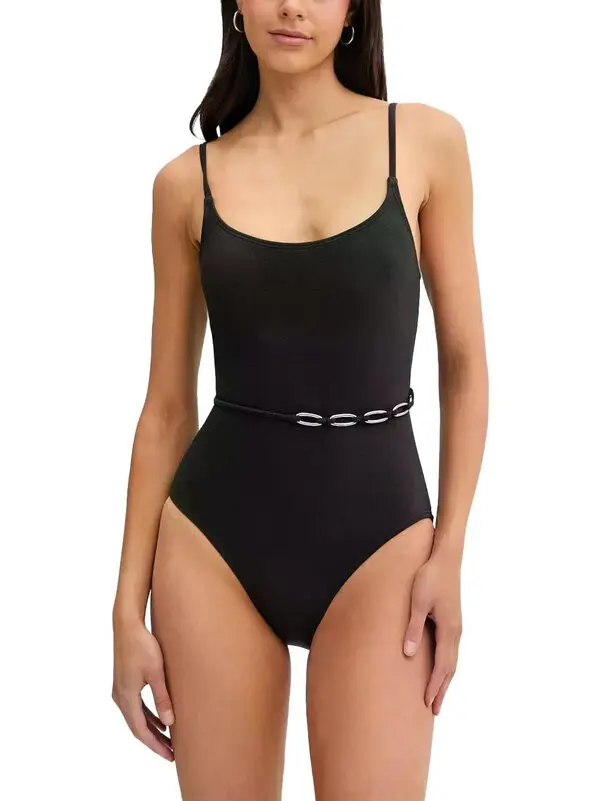 Michael Kors Belted Scoop Neck Swimsuit - Black