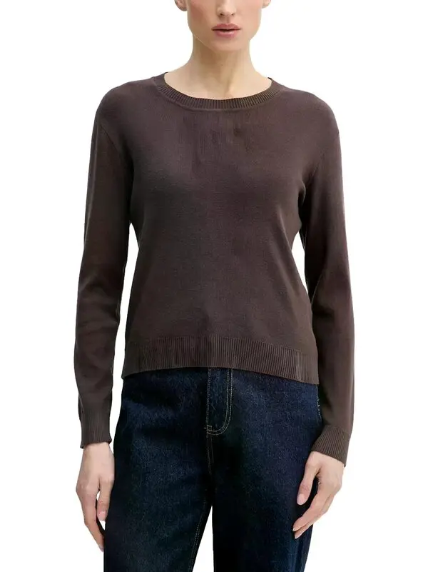 BENETTON Ribbed Crew Neck Sweater - Brown