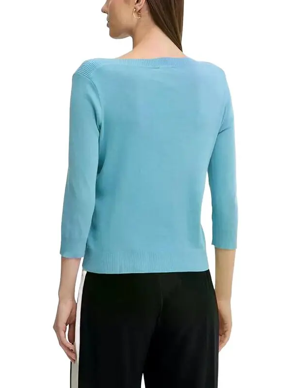 BENETTON Knitted Sweater With Ribbed Trim - Blue