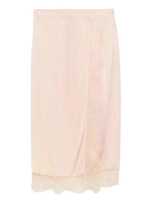 TWINSET Lace-trim Pleated Maxi Skirt - Pink
