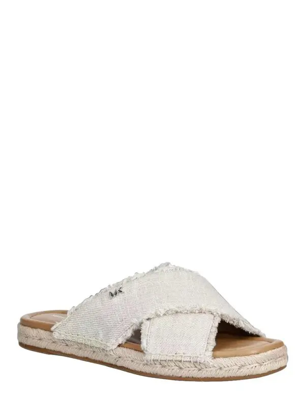 Michael Kors Frayed Crossover Strap Flat Sandals - Neutrals