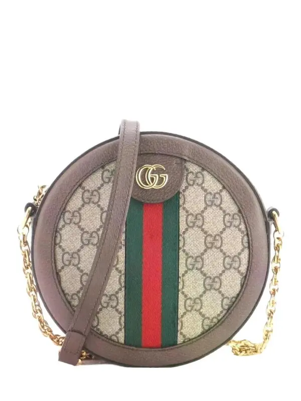 Gucci Ophidia Round Shoulder Bag Gg Coated Canvas Mini Crossbody Bag - Brown