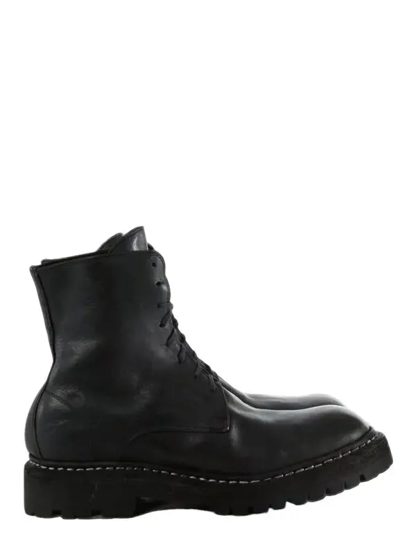 Guidi Lace-up Leather Combat Boots - Black