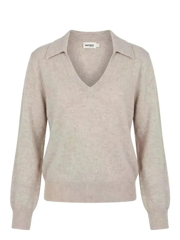NOTSHY Palmer Cashmere Spread-collar Sweater - Neutrals