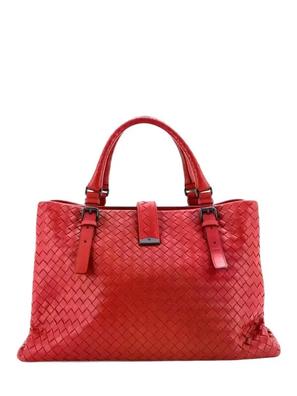 Bottega Veneta Roma Bag Intrecciato Nappa Medium Tote Bag - Red