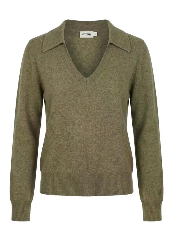 NOTSHY Palmer V-neck Cashmere Sweater - Green