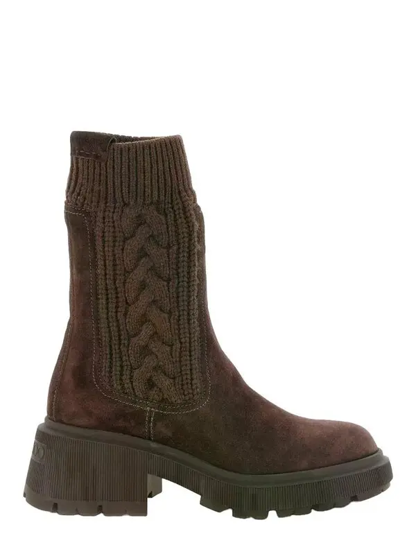 JIMMY CHOO Tamia Ankle Boots With Cable Knit Detail - Brown