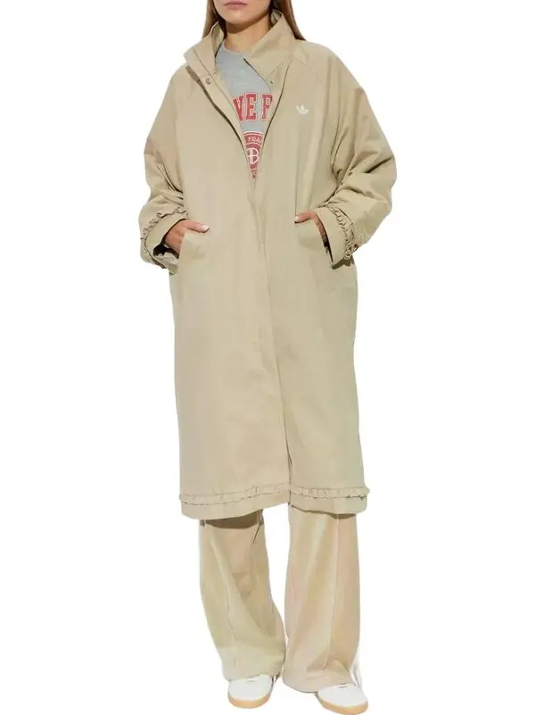 Adidas Ruffled Trim Logo Coat - Neutrals
