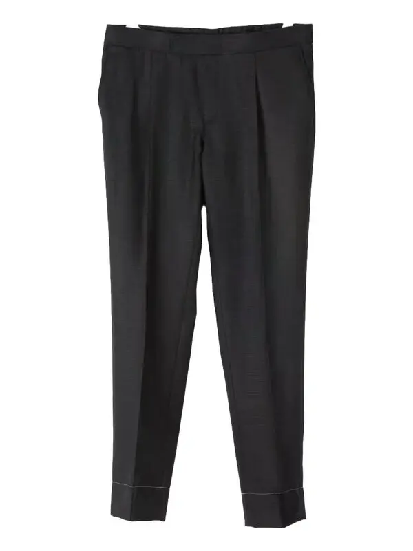 Brioni Elasticated Waistband Wool Trousers - Black