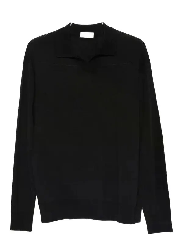 PAOLO PECORA Long-sleeve Polo Shirt - Black