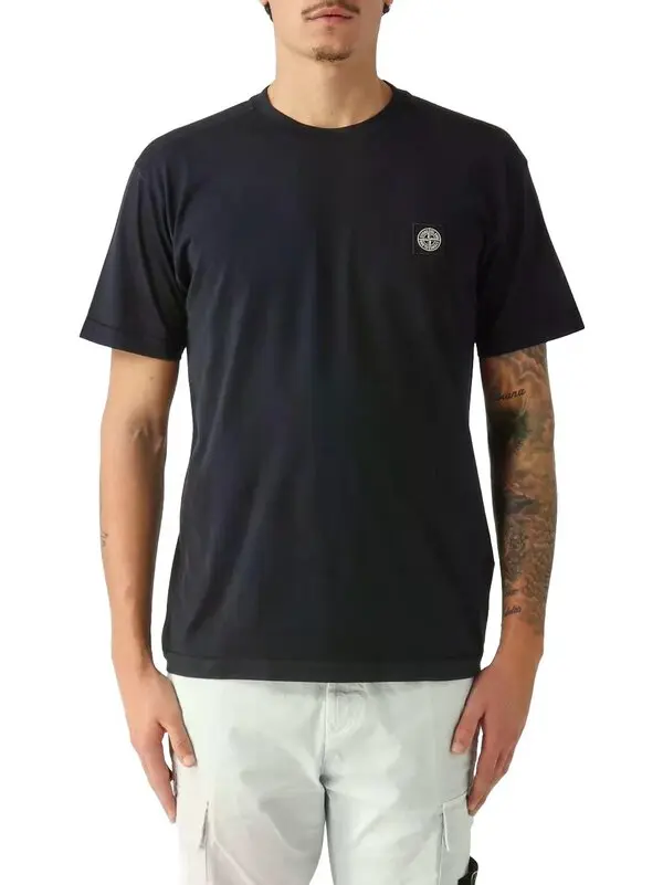 Stone Island 2100027 60/2 Cotton-jersey Slim-fit T-shirt With Compass Patch - Blue