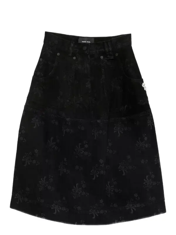 Simone Rocha Bow-print Midi Skirt - Black