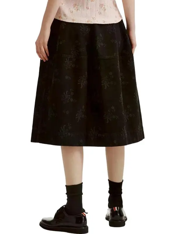 Simone Rocha Bow-print Midi Skirt - Black