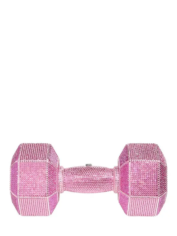 Judith Leiber Embellished Dumbbell Clutch - Silver Rose Multi