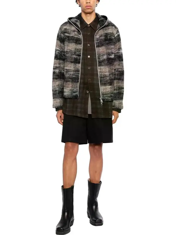 Our Legacy Check-pattern Zip-up Hoodie - Grey