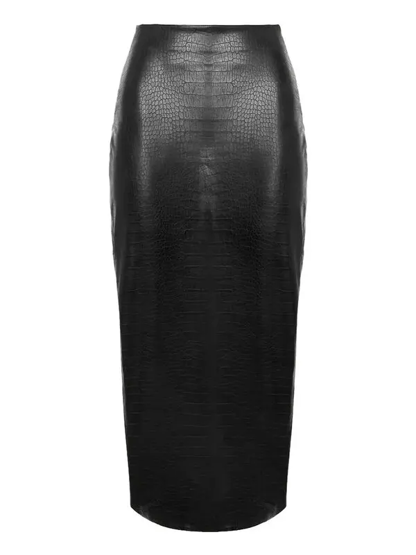 Wolford Croc-effect Pencil Midi Skirt - Black