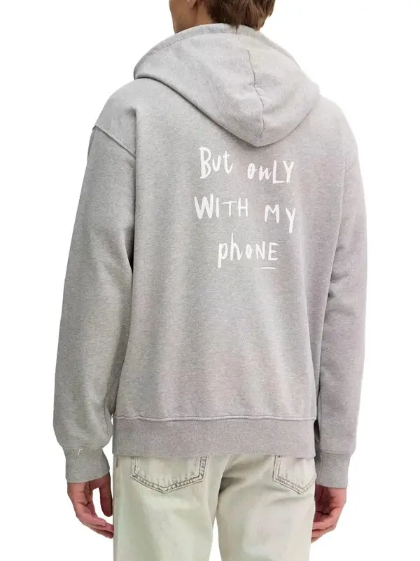 BENETTON Drawstring Hoodie With Lettering - Grey