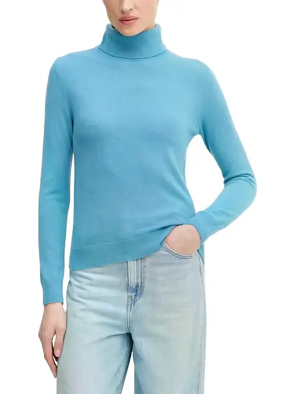 BENETTON Long Sleeve Turtleneck Sweater - Blue