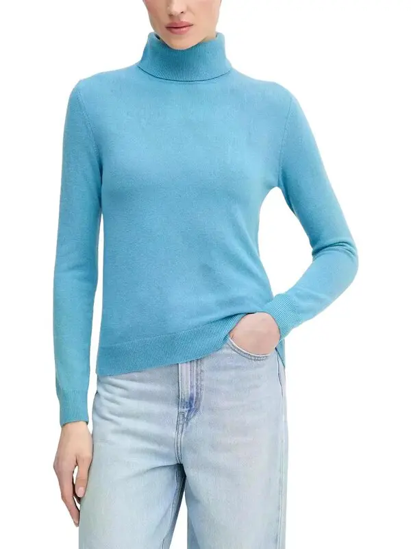 BENETTON Long Sleeve Turtleneck Sweater - Blue