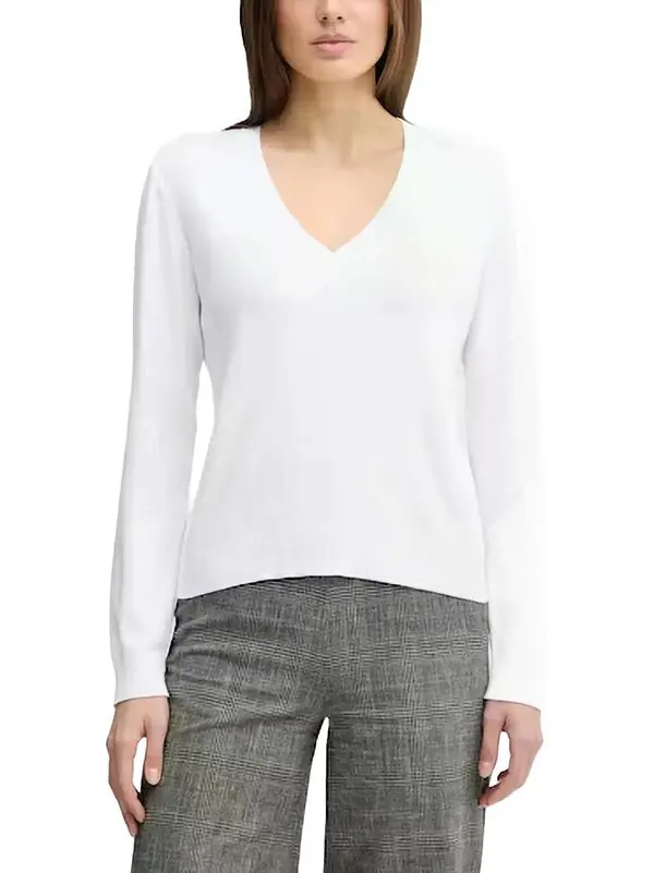 BENETTON V-neck Long Sleeve Sweater - White