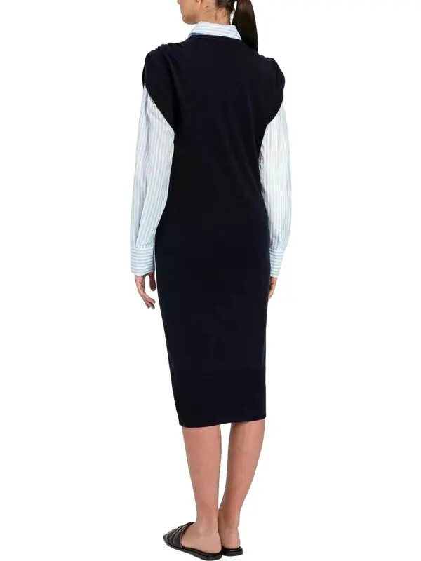 TWINSET Gathered-shoulder Sleeveless Midi Dress - Blue