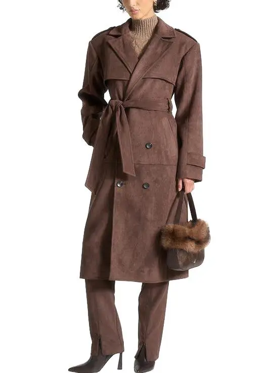 Manière De Voir Maniere De Voir Suede Trench Coat - Brown