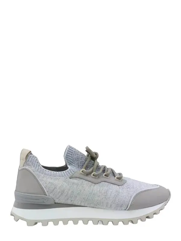 Eleventy Panelled Knit Lace-up Sneakers - Grey