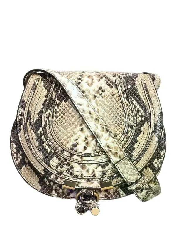 Chloé Marcie Python-print Shoulder Bag - Neutrals