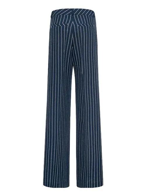 MAISON COMMON Wide-leg Pinstripe Sequin Trousers - Blue