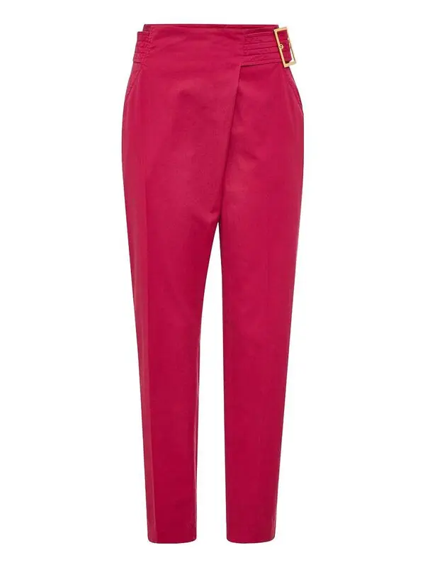 MAISON COMMON Overlay Detail Belted Straight-leg Pants - Pink