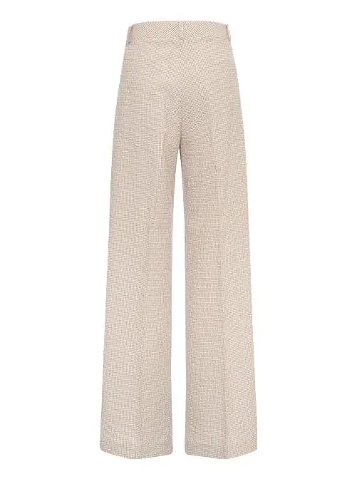 MAISON COMMON Wide Leg Vichy Trousers - Sand