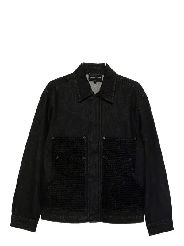 Emporio Armani Logo-pattern Denim Jacket - Black