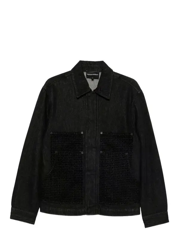Emporio Armani Logo-pattern Denim Jacket - Black