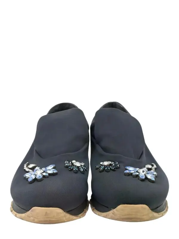 Prada Flower Crystal-embellished Slip-on Sneakers - Black