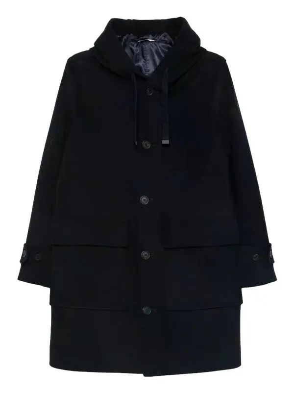 MANUEL RITZ Hooded Button-up Coat - Blue