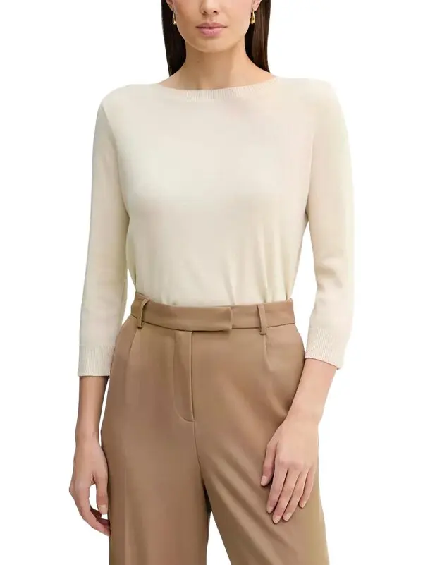 BENETTON Boat Neck Sweater With Three-quarter Sleeves - Neutrals