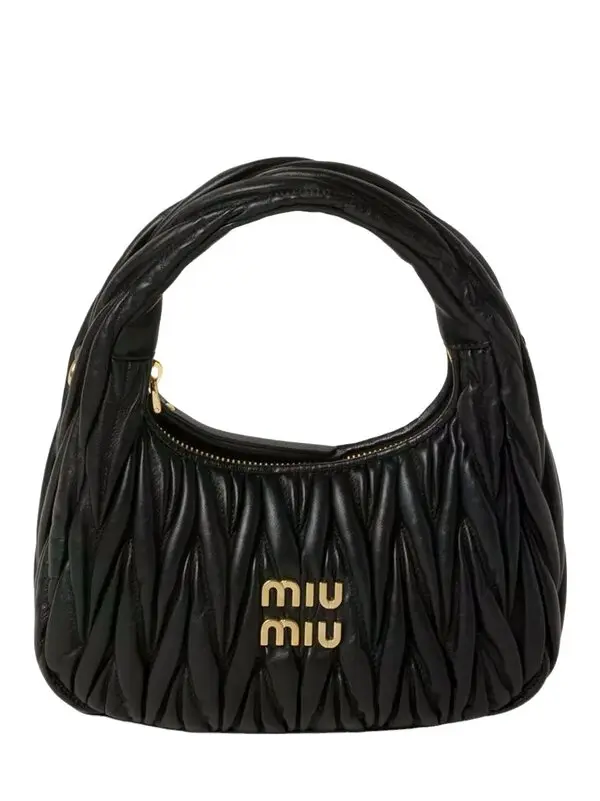 Miu Miu Wander Matelassé Nappa Leather Shoulder Bag - Black