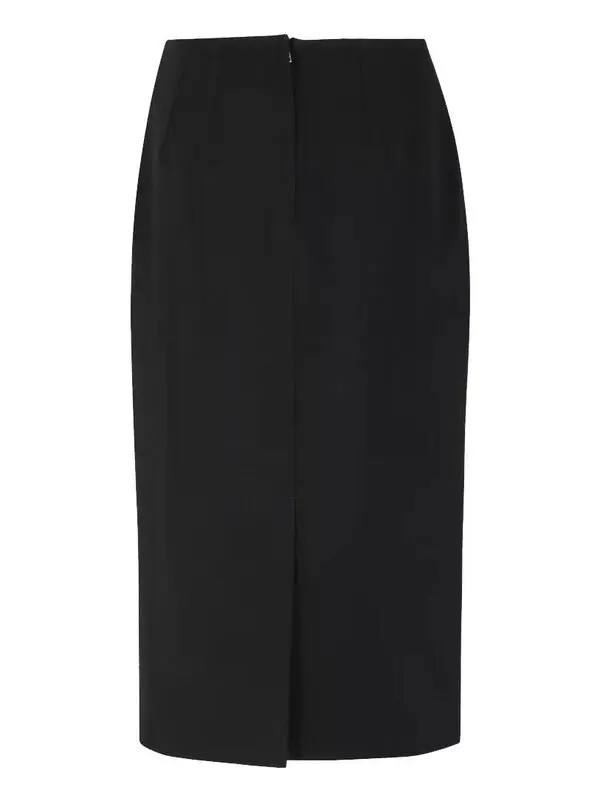 Dolce & Gabbana Double Wool Crêpe Straight Skirt With Back Slit - Black