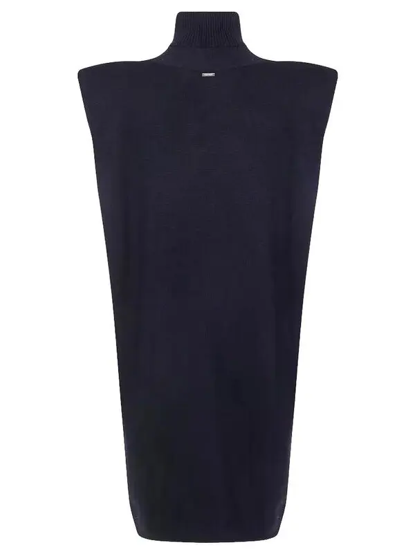 TWINSET Knitted Sleeveless Turtleneck Mini Dress - Black