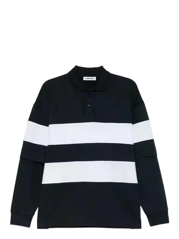 DARKPARK Striped Double-sleeve Polo Shirt - Blue
