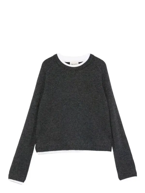SEMICOUTURE Layered-effect Raglan-sleeve Sweater - Grey