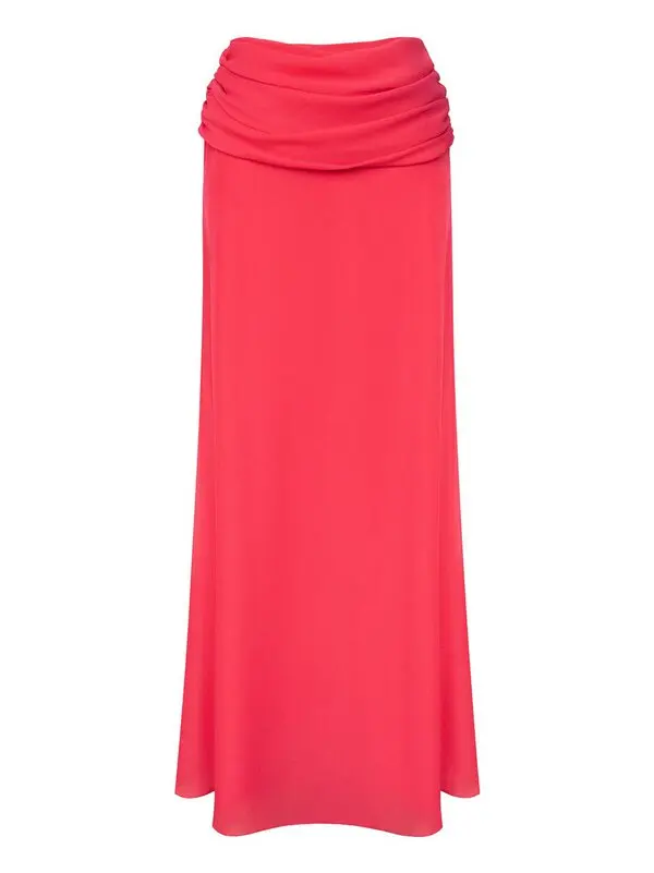 POST MERIDIEM Chiffon Maxi Skirt With Draping - Red