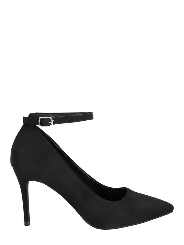 RAG & CO Dittany Suede Ankle Strap Stiletto Heel Pumps - Black
