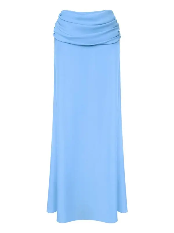 POST MERIDIEM Chiffon Maxi Skirt With Draping - Blue