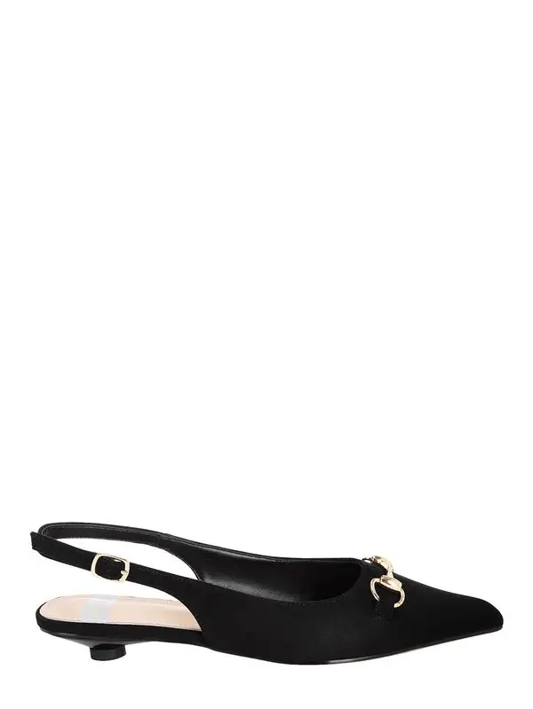RAG & CO Suede Slingback Heels With Horsebit Detail - Black