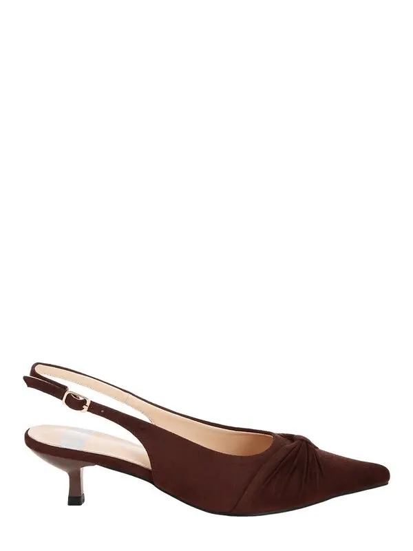 RAG & CO Salvia Ruched Pointed Toe Slingback Heels - Brown