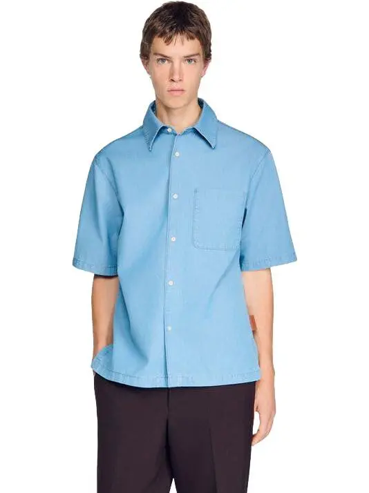 Sandro Loose-fit Faded Shirt - Blue