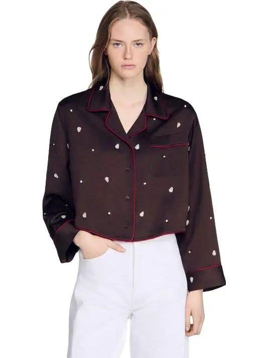 Sandro Embellished Pyjama-style Shirt - Brown