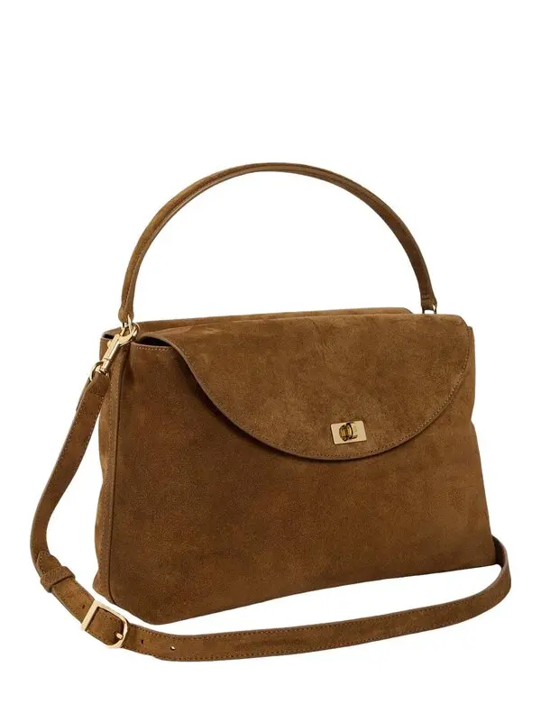 Sandro Le Grand Bazaar Suede Bag - Beige