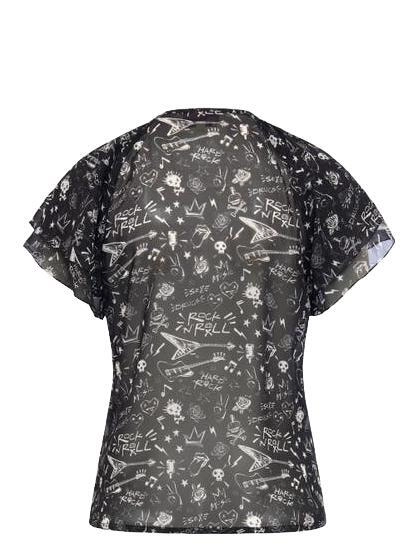 MAISON COMMON Printed Silk Georgette Blouse - Black